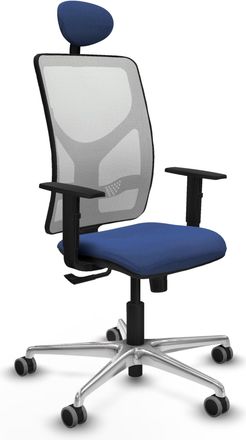 Piqueras y Crespo Stuhl aus Polycarbonat, blau, mit 1D-Armlehnen, h&ouml;henverstellbarer Lendenwirbelst&uuml;tze und festem Kopfteil, ausgestattet mit Sincro 3 Positionen und Sc