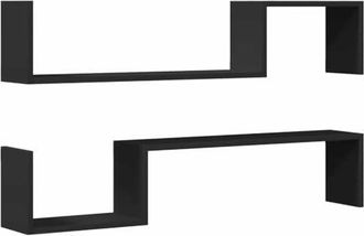 vidaXL &Eacute;tag&egrave;res Murales 2 pcs, Supports Suspendus, Tablettes Flottantes, Meubles de Salon Salle de S&eacute;jour Maison, Noir Bois dIng&eacute;nierie