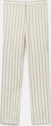 Stella McCartney Striped Mid-Rise Straight-Leg Trousers, Woman, Cream with black pinstripe, Size: 40