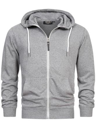 Indicode Herren INChristos Sweatjacke mit Kapuze und Reißverschluss | Hooded Jacket Kapuzenjacke für Männer Grey Mix, 3XL