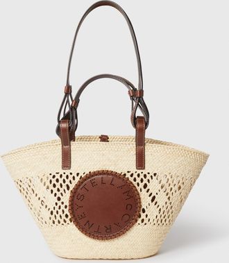 Stella McCartney Logo Raffia Crochet Medium Tote Bag, Woman, Natural