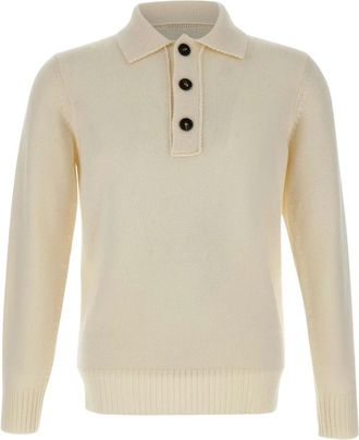 KANGRA Polo en laine vierge - Homme - Tops - Blanc - Taille: L