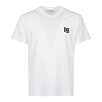 Stone Island Homme, Tops, Blanc, Taille: XL Logo T-Shirt