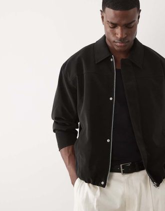 Asos Oversize-Jacke aus Wildlederimitat in Schwarz