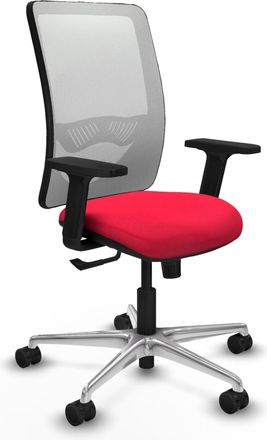 Piqueras y Crespo Computerstuhl mit R&auml;dern Zulema mit 2D-Armen, h&ouml;henverstellbare Lendenwirbelst&uuml;tze, ausgestattet mit Sincro 3-Positionen und Schneideschaum, Wei&szlig;/Rot