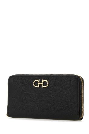 Ferragamo Womens Black Leather Wallet Nero Portafogli