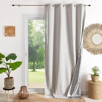 HOME MAISON Home Maison Thermovorhang, Blickdicht, f&uuml;r Winter und Sommer, 140 x 260 cm, Ecru, &Ouml;sen, abnehmbares Futter