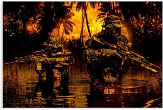 Generic Ein Paar Soldaten in Aktion, kreatives Poster auf Leinwand, Schlafzimmer, Dekoration, Sport, Landschaft, Büro, Raumdekoration, Geschenk, ungerahmt: 40
