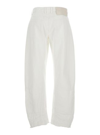 Jil Sander Womens White Denim Jeans With Logo Patch Cotton