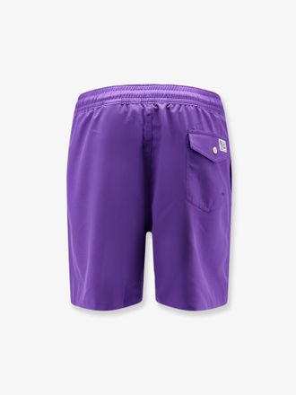 Polo Ralph Lauren Mens Nylon Swim Trunks With Embroidered Logo Purple Shorts