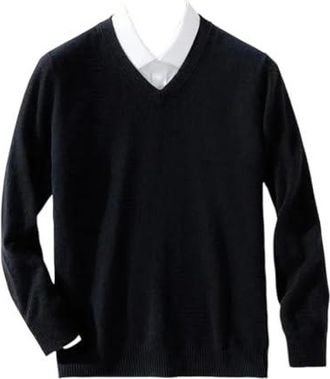 Generic Pull en cachemire doux pour homme - Col en V - Manches longues - Pull fin, Nouveau5, S