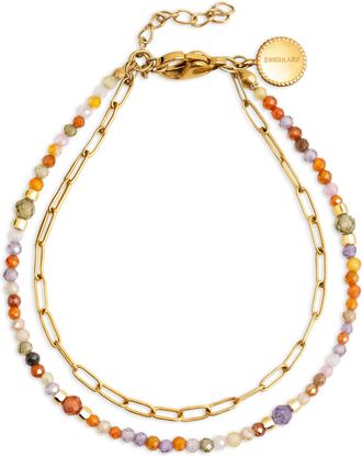 Singularu Double Crystal Summer Armband. Edelstahl mit 18 Kt Vergoldeter Beschichtung und Kristalle. Schmuck für Damen