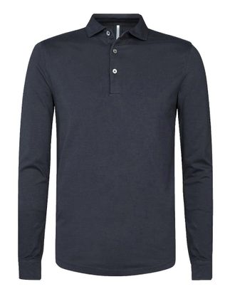 Profuomo Langarm-Poloshirt aus Baumwolljersey in