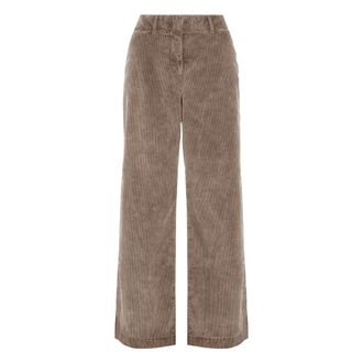 Bomboogie Femme, Pantalons, Brun, Taille: 42 FR Pantalon Palazzo en Velours C&ocirc;tel&eacute; D&eacute;color&eacute; &agrave; lAcide