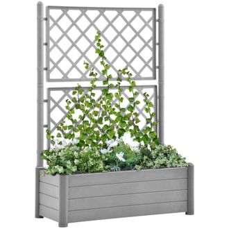 vidaXL Vidaxl - Jardini&egrave;re avec treillis 100x43x142 cm pp Gris pierre
