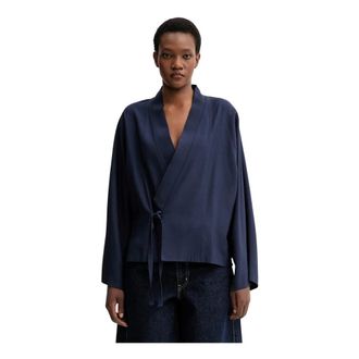 Kenzo Veste Kimono L&eacute;g&egrave;re - Femme - Blouses et Chemises - Bleu - Taille: 40 FR