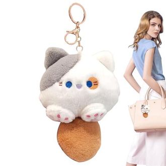 Generic Porte-cl&eacute;s chat en peluche, porte-cl&eacute;s mignon pour cl&eacute;s de voiture | Cha&icirc;nes pour cl&eacute;s de voiture, accessoires de sac &agrave; dos, pendentif chat en peluche