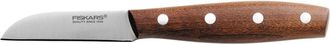 Fiskars Schälmesser, Gerade Klinge, Gesamtlänge: 18 cm, Qualitätsstahl/Holz, Braun, Norr, 1016475