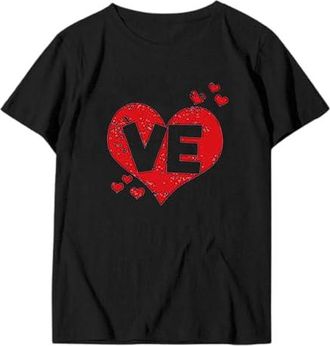 Generic T-shirt graphique &agrave; manches courtes pour homme et femme pour la Saint-Valentin 2026, Noir, XXL