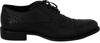 Dolce & Gabbana Blaue Leder Wingtips Oxford-Anzugschuhe