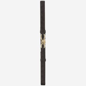 Bottega Veneta Womens Leather Belt With Golden Knot Buckle Dark Brown