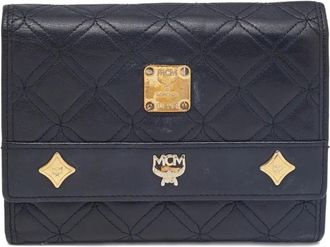 MCM portefeuille en cuir &agrave; design matelass&eacute; - Noir