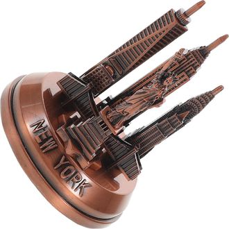 Happyyami Skyline 3D Modell New York Turmmodell aus Metall Kompakte Tischdekoration in Rotkupfer Dekorative Stadtfigur f&uuml;r Zuhause und B&uuml;ro