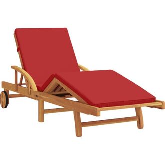 vidaXL Vidaxl - Sonnenliege mit Kissen Rot 200 x 67 x 84cm Massivholz Akazie