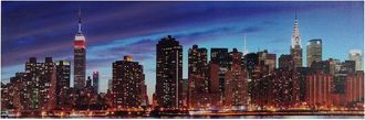 Hhg LED-Bild, Leinwandbild Wandbild Leuchtbild, Timer MVG-zertifiziert 120x40cm New York, flackernd