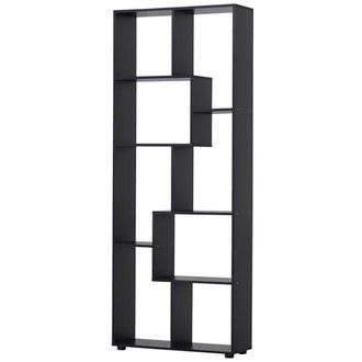 HOMCOM Biblioth&egrave;que &eacute;tag&egrave;re Zig zag Design Contemporain 70L x 24l x 178H cm Panneaux Particules Noir