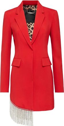 Philipp Plein Femme, Robes, Rouge, Taille: 38 FR Blazer Dress Fringe