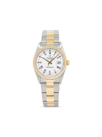 Rolex montre Date 34 mm pre-owned - Blanc
