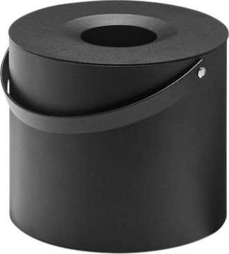 Yamazaki Tableware Yamazaki 1704 Tower Runde Taschentuchbox mit Griff, schwarz, Stahl, minimalistisch, 17 x 17 x 14 cm