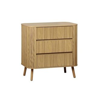 Sweeek Commode 3 tiroirs. d&eacute;cor stri&eacute; Naturel. L 80x P 45 H 80cm