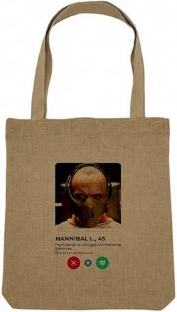 Fabulous Sac Shopping Tote Bag Aspect Lin - Hannibal R&eacute;seau Social Rencontre Amour - Sac de Courses Toile Epaisse 360g Beige Naturel Cabas Port&eacute; Epaule Solide 