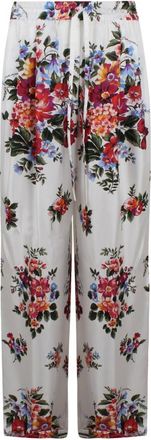 Dolce & Gabbana Femme, Pantalons, Multicolore, Taille: 38 FR Pantalon Fluide en Twill avec Imprim&eacute; Bouquet
