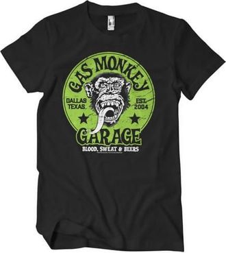 Gas Monkey Garage Officiellement sous Licence Green Logo T-Shirt pour Hommes (Noir), XXXXX-Large