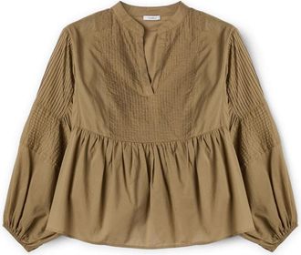 Motivi Femme, Blouses et Chemises, Brun, Taille: 38 FR Blouse oversize &agrave; d&eacute;tails pliss&eacute;s