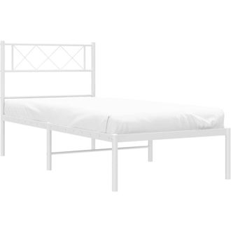 vidaXL Bettgestell mit Kopfteil Metall Wei&szlig; 90x200 cm vidaXL