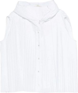 Barena Femme, Blouses et Chemises, Blanc, Taille: 40 FR Chemise sans manches pliss&eacute;e &agrave; boutons