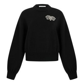 Givenchy Pullover aus Wolle und Baumwolle mit bestickter Schleife - - Knitwear - Damen - Schwarzk - M