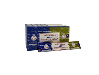Satya Jewelry 01319 Nag Champa & Green Citronella Combo R&auml;ucherst&auml;bchen, 12 Packungen x 16 g, Mehrfarbig, Einheitsgr&ouml;&szlig;e