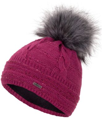 Faera Winterm&uuml;tze M&uuml;tze Damen Pailletten warm gef&uuml;ttert Bommelm&uuml;tze Fleecefutter Winter M&auml;dchen Weihnachten Strickm&uuml;tze Beanie, Farbe:Lila