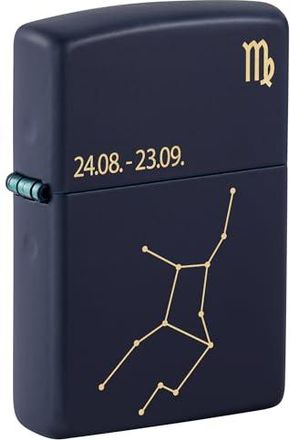 Zippo Sturmfeuerzeug - Zodiac Virgo, Navy Matte, Laser Engrave - Nachf&uuml;llbar - Wiederverwendbar - Windfestes Design - Geschenkbox - Made in USA