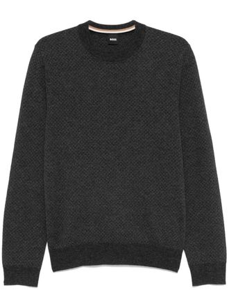 BOSS pull à motif en jacquard - Gris