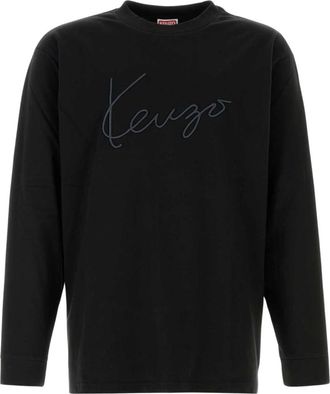 Kenzo Homme, Sweatshirts et sweats &agrave; capuche, Noir, Taille: XL T-Shirt Manches Longues Brod&eacute; Signature