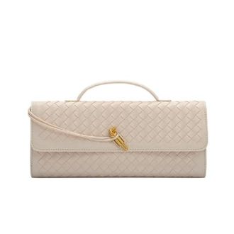 Generic Sac &agrave; bandouli&egrave;re tiss&eacute; pour femme, petit sac &agrave; main tiss&eacute; &agrave; la main pour femme, sac &agrave; bandouli&egrave;re tendance pour femme, sac long, beige, 30.5*4*12.5cm