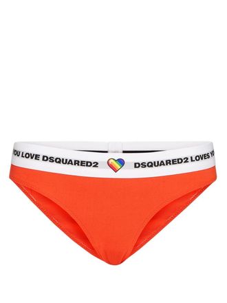 Dsquared2 culotte &agrave; taille &agrave; logo motif coeur - Orange