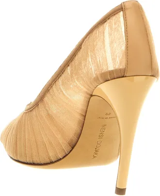 Nensi Dojaka Tulle with Leather Details Pumps - Beige