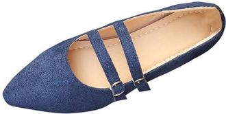 Generic Ballerines plates &agrave; bout pointu pour femme - &Eacute;l&eacute;gantes, d&eacute;contract&eacute;es, respirantes, confortables, classiques et l&eacute;g&egrave;res - Avec sangle - &Agrave; enfiler au q